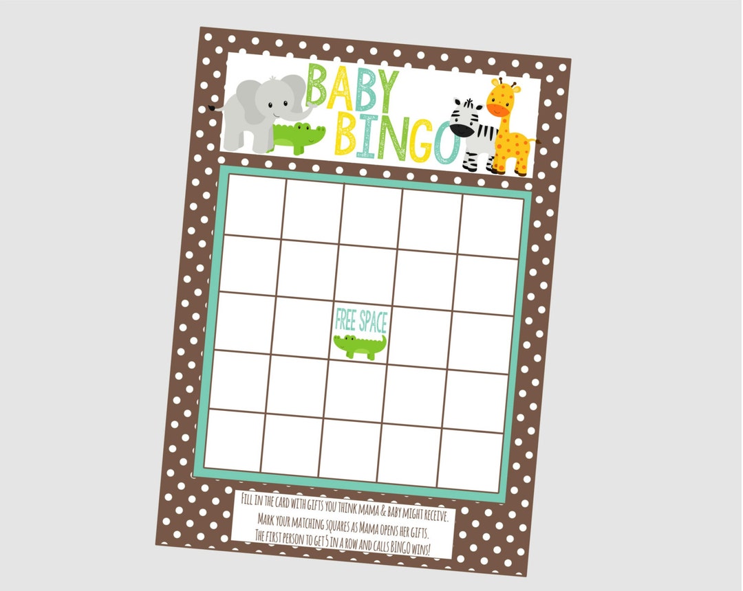 Baby Bingo Game for Safari Baby Shower, Baby Animal Shower, Jungle Baby ...