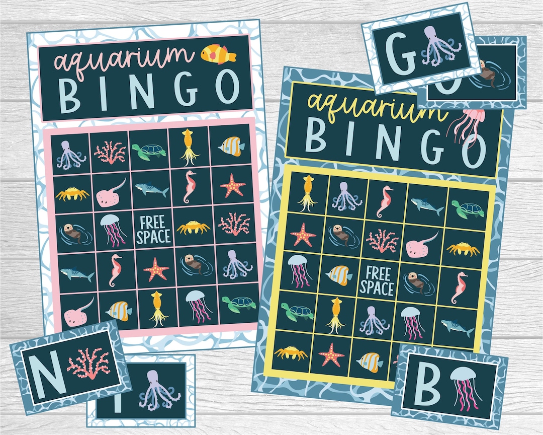 Printable Aquarium Ocean Animal Bingo Game Set! 12 Card Set. Instant ...