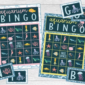 Printable Aquarium Ocean Animal Bingo Game Set! 12 Card Set. Instant ...