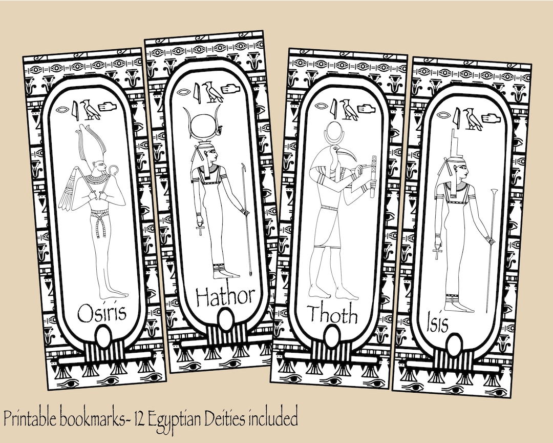 Printable Ancient Egypt Bookmarks. 12 Different Egyptian Deities. Color ...