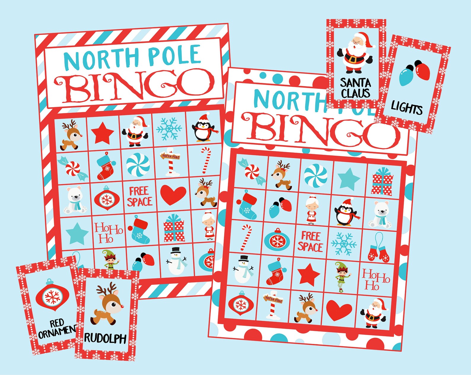 North Pole Bingo Set. 12 Game Cards Plus Calling Cards. - Etsy