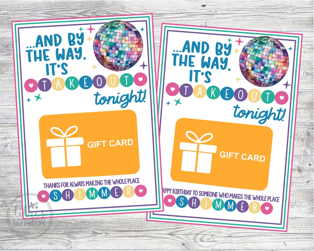 Printable Teacher Take Out Gift Card Holder. Shimmer Bejeweled Gift ...