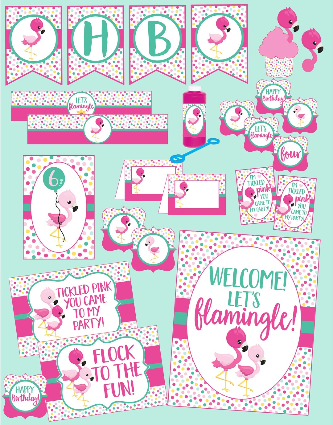 Let's Flamingle! Printable Flamingo Party Package. Pink Flamingo ...