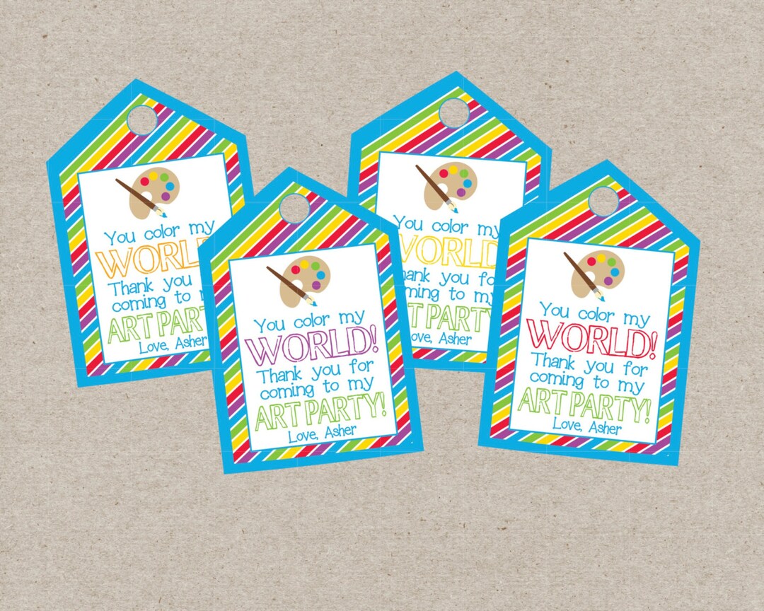 Personalized Art Party Favor Tag. You Color My World. Printable Favor ...