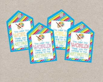 Art Paint Party Favor Tags Printable Thank You Tags for Art - Etsy