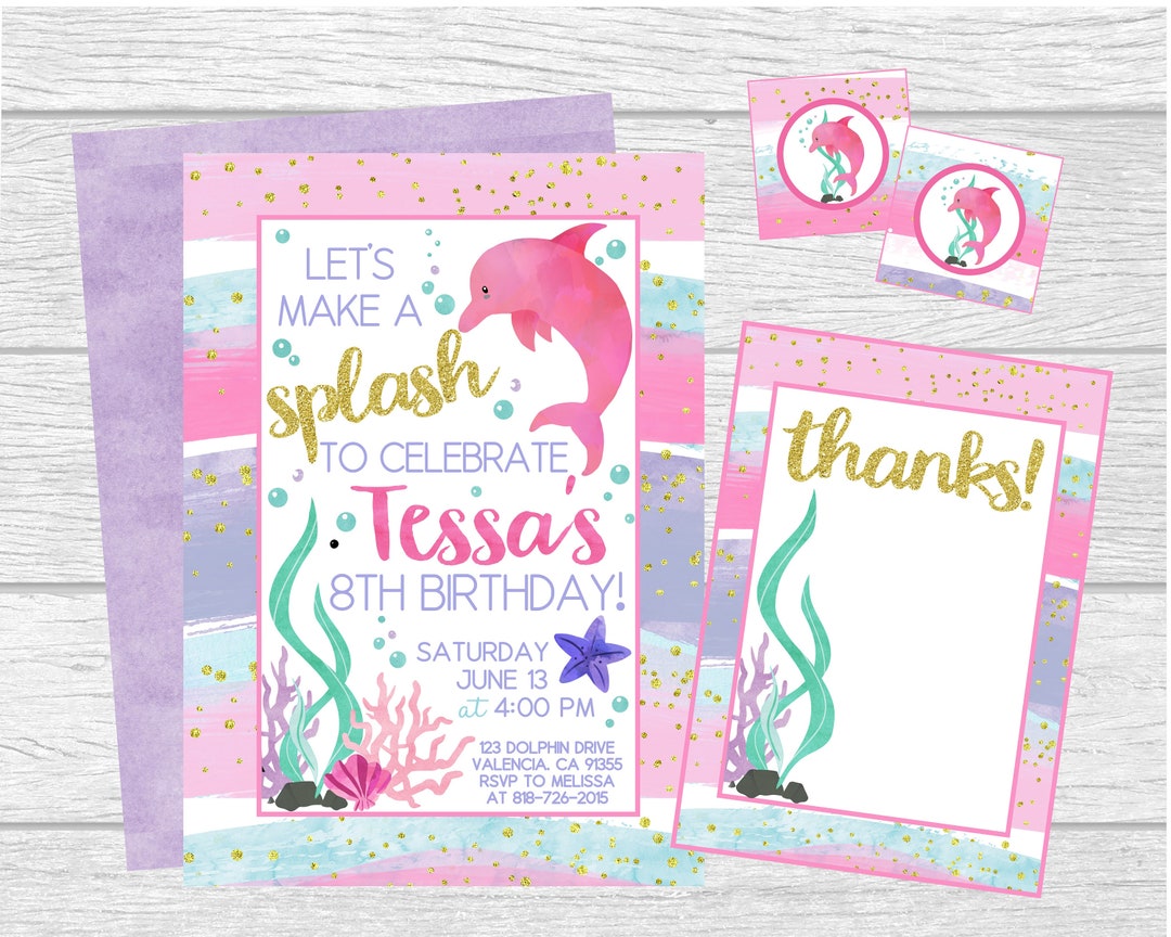 Dolphin Birthday Party Invitation. Let's Make A Splash Dolphin ...