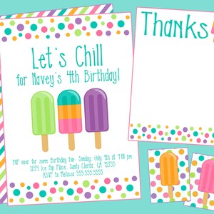 Let's Chill Summer Birthday Party Invitation. Ice Pop, Summer, Pool ...