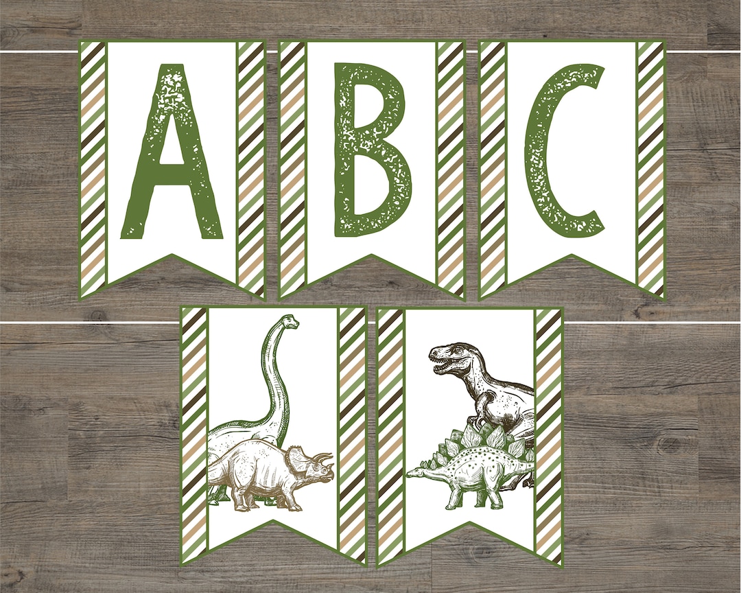 Dinosaur Birthday Banner. Full Alphabet Printable Banner Set, Plus ...