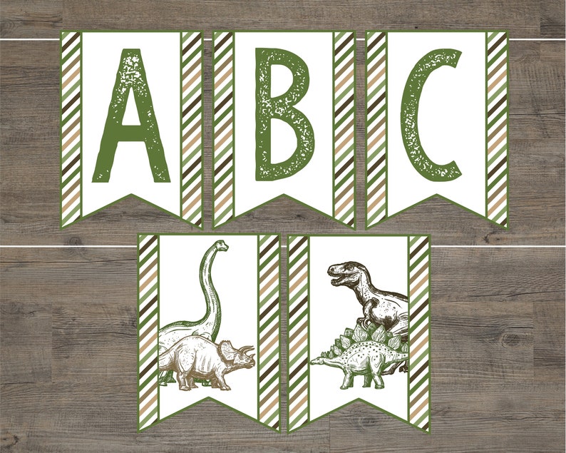 Dinosaur Birthday Banner. Full Alphabet Printable Banner Set - Etsy