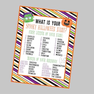 Printable Halloween Name Game. What is Your Spooky Halloween Name ...
