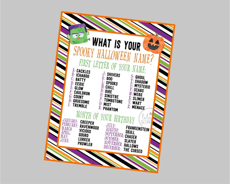 Printable Halloween Name Game. What is Your Spooky Halloween - Etsy