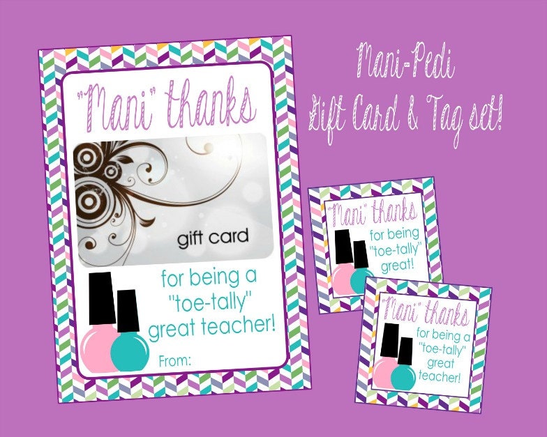 Mani Thanks for Being "toe"-tally Great Card & Tag Set. Mani Pedi Gift ...
