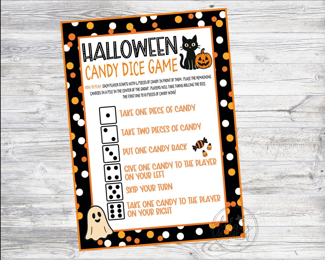 Printable Halloween Candy Dice Game. Instant Digital Download. - Etsy