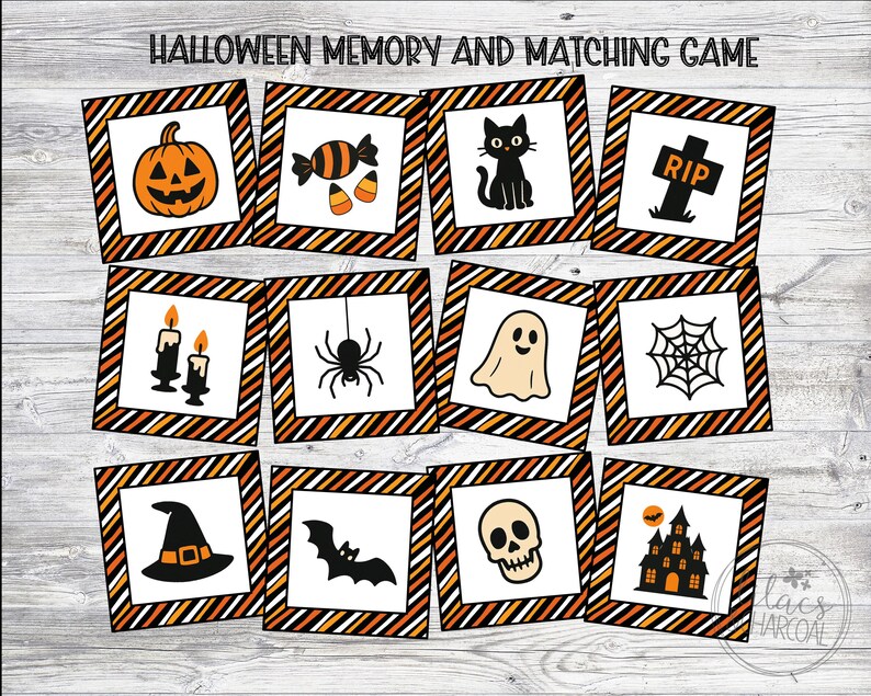 Printable Happy Halloween Memory & Matching Game. Instant Digital ...