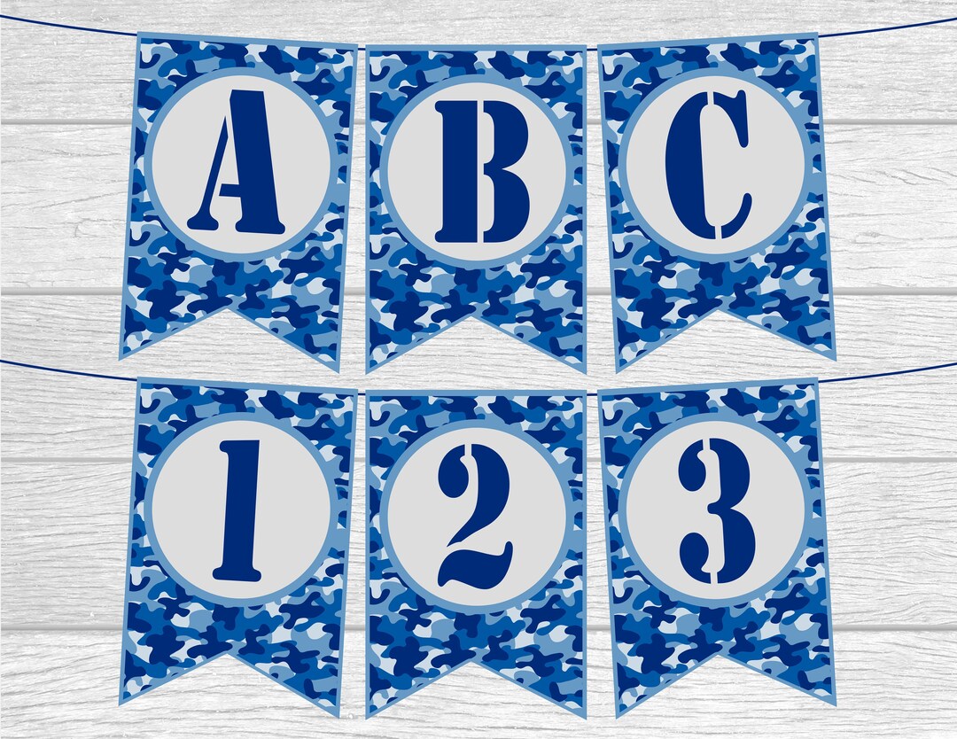 Printable Blue Camouflage Party Banner. Printable Banner Package W ...