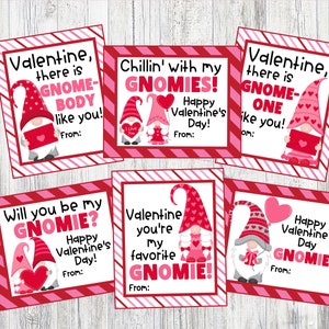 Printable Gnome Valentine's Day Cards. Gnome Class Valentines. Gnomies ...