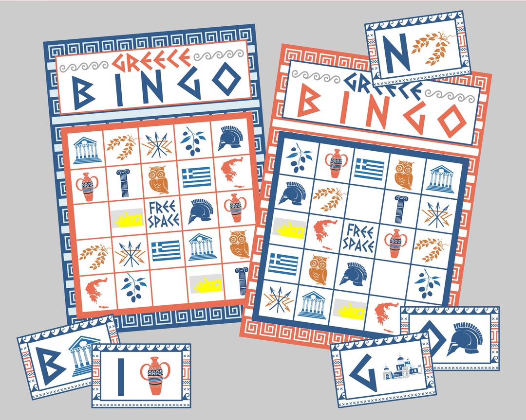 Printable Greece Bingo Game. 12 Card Set for Greece, Ancient Greece ...