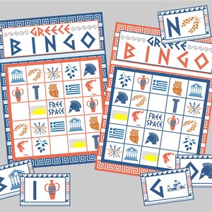 Printable Greece Bingo Game. 12 Card Set for Greece, Ancient Greece ...