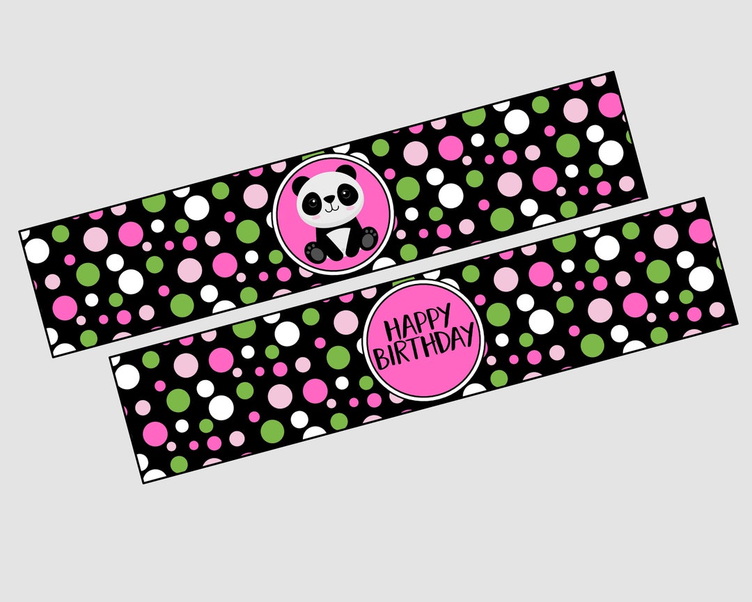Panda Water Bottle Label. Printable Water Bottle Labels for Panda Bear ...