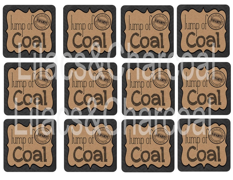 Lump of Coal Gift Tags and Gift Bag Toppers. Perfect for Those - Etsy ...