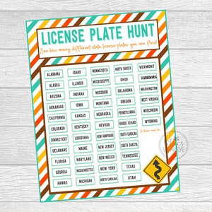 License Plate Hunt Road Trip Game. Printable Instant Digital Download ...