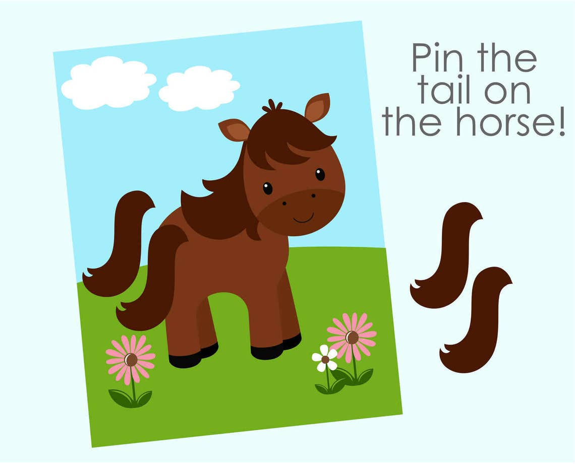 Pin the Tail on the Horse. Instant Digital Download. 3 Sizes. Great for ...