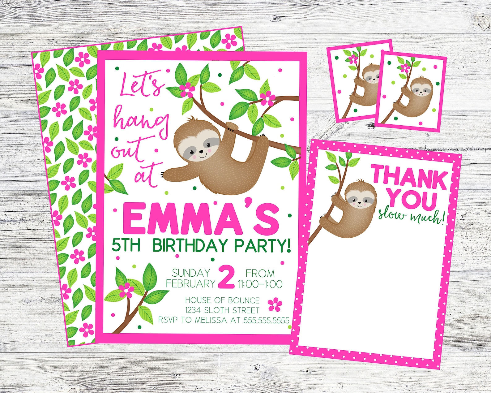 Sloth Birthday Party Invitation. Let's Hang Out Sloth Personalized ...