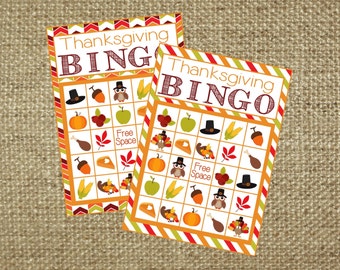 EASY PRINT Thanksgiving Bingo Cards digital File 40 Cards - Etsy