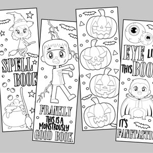 Printable Halloween Color Your Own Bookmarks. Set of 4 Instant Digital ...