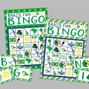 Printable Brazil Bingo Game. 12 Card Brazil's Day Bingo Game Set ...