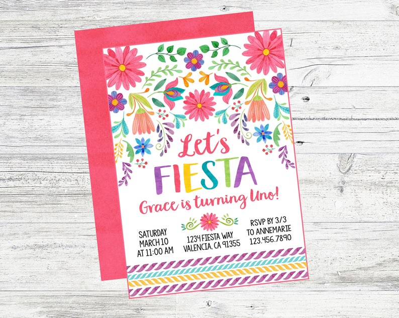 Fiesta Birthday Party Invitation. Personalized Printable | Etsy