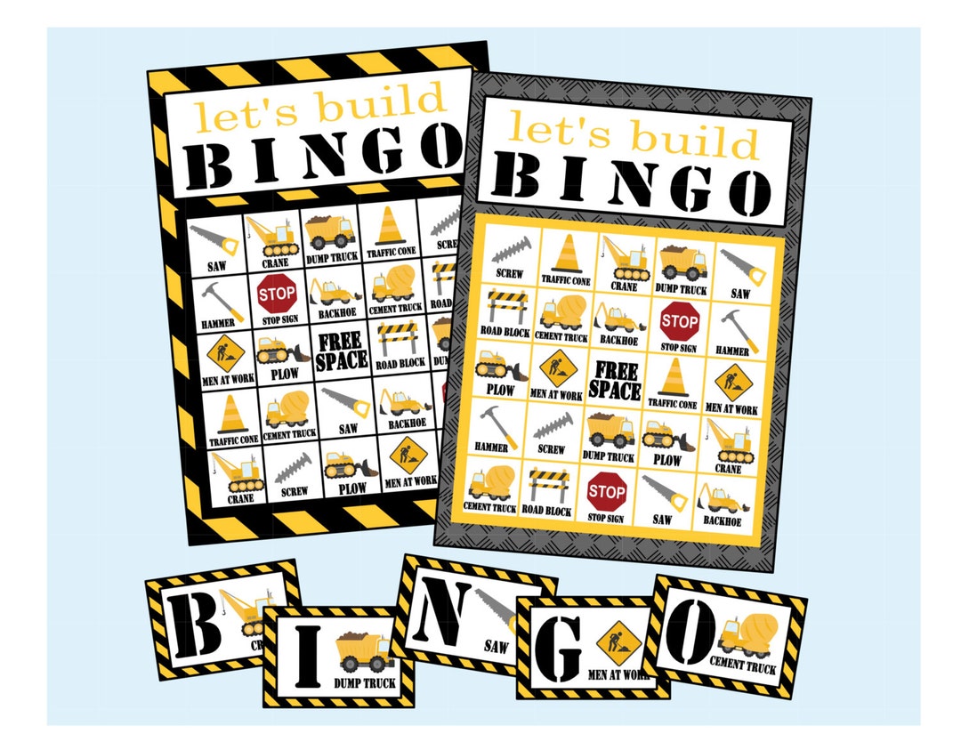 Deluxe Let's Build Bingo Construction Themed Bingo Game. Perfect for ...