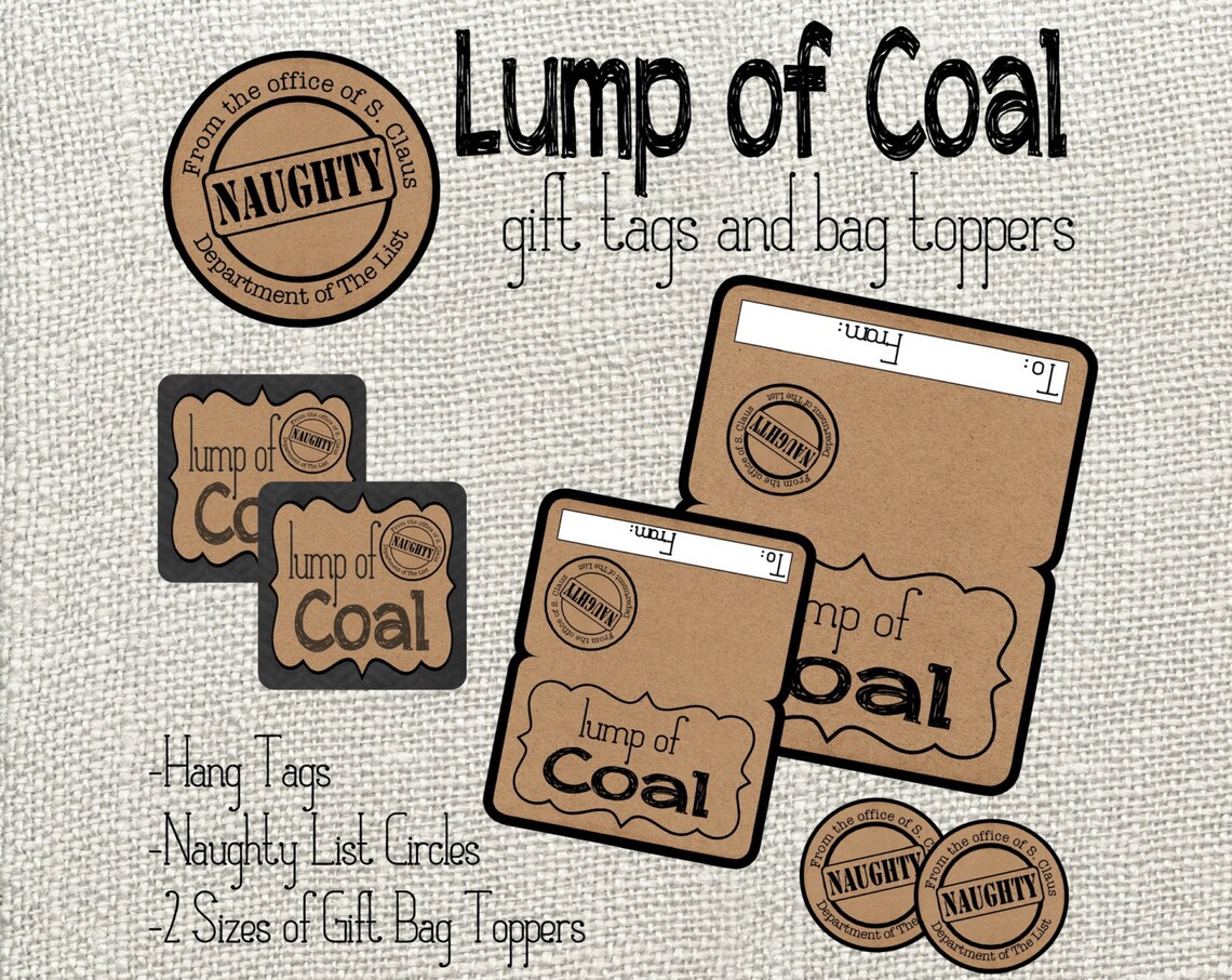 Lump of Coal Gift Tags and Gift Bag Toppers. Perfect for Those - Etsy