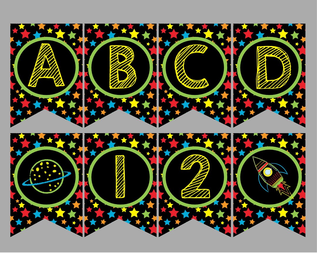 Space Birthday Party Banner. Printable Birthday Banner. Stars ...