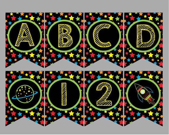 Space Birthday Party Banner. Printable Birthday Banner. Stars | Etsy