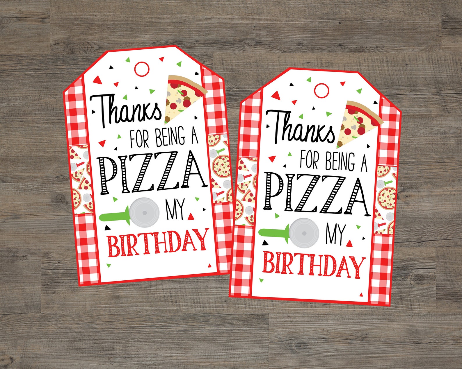 Pizza Party Favor Tags. Thanks for Being A Pizza My Birthday. Printable ...