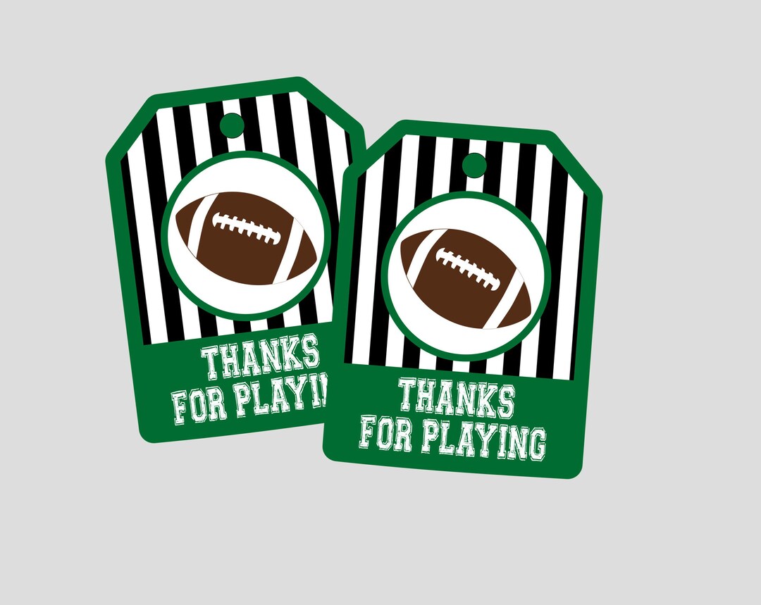 Football Birthday Party Favor Tag. Thanks for Playing. Instant Digital ...