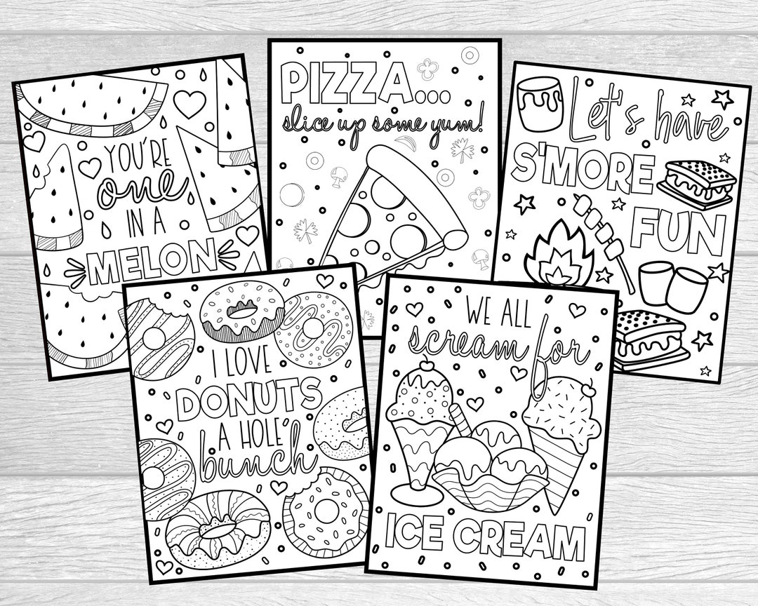 Printable Foodie Coloring Pages for Kids & Adults. Ice Cream, Donuts ...