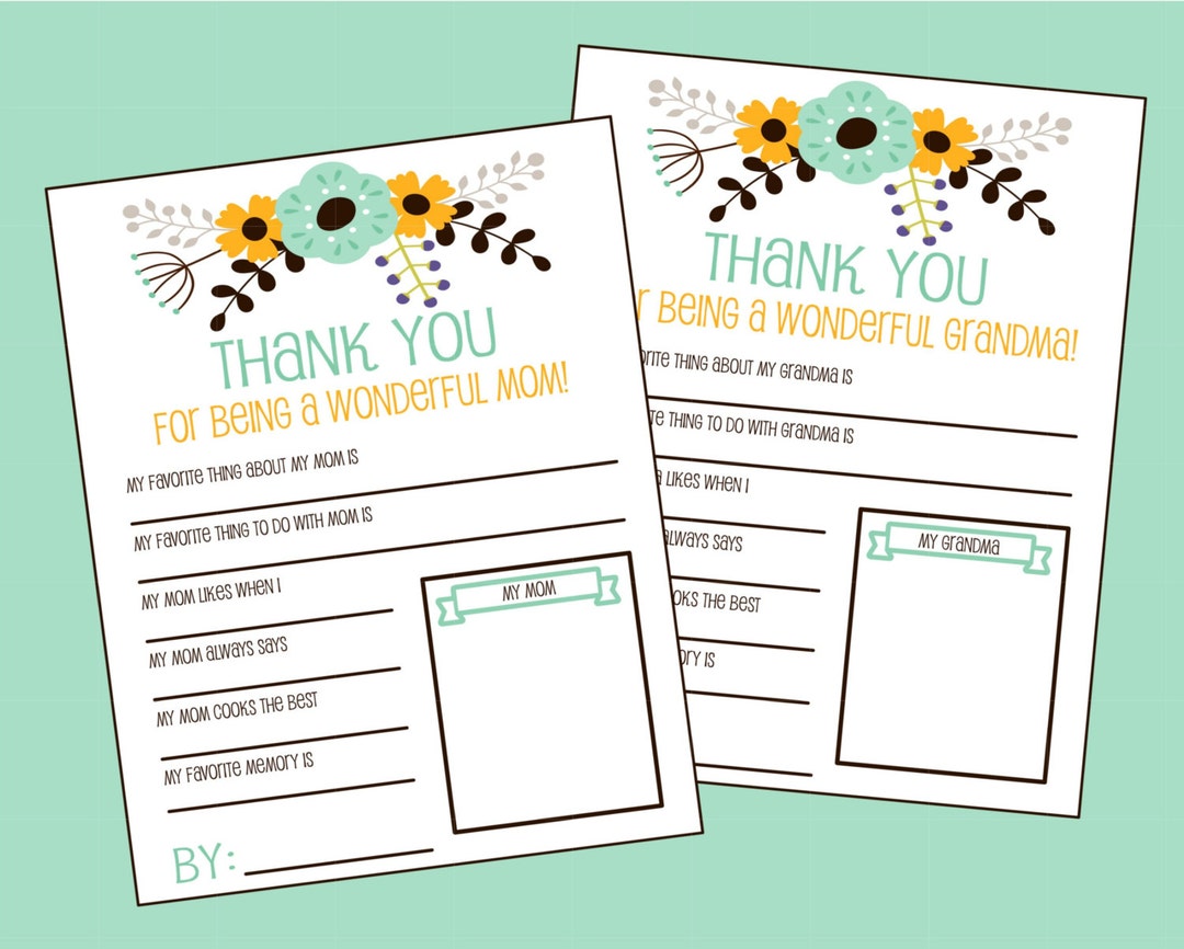 Kids Questionnaire for Mother's Day. Perfect Gift for Mom or Grandma ...