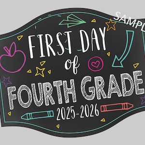Fourth Grade First Day of School Doodle Sign. School Photo Prop Sign ...