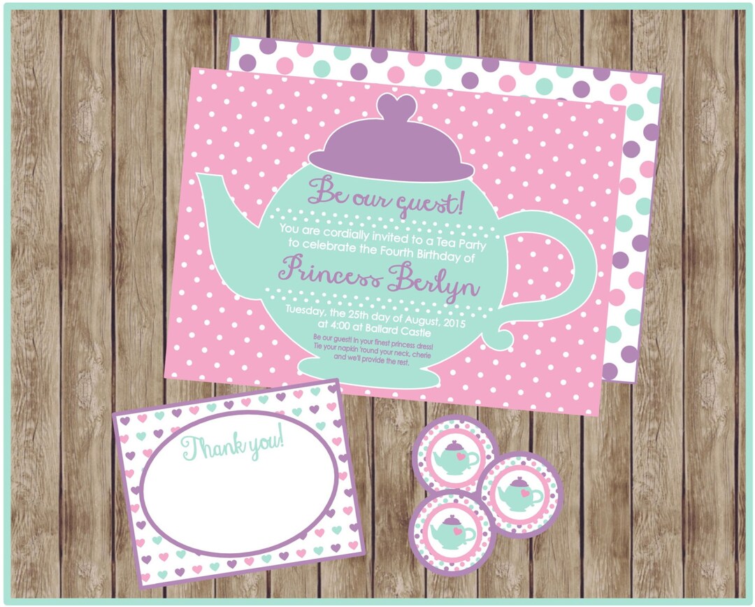 Princess Tea Party Birthday Invitation Set. Custom, Digital, Printable ...