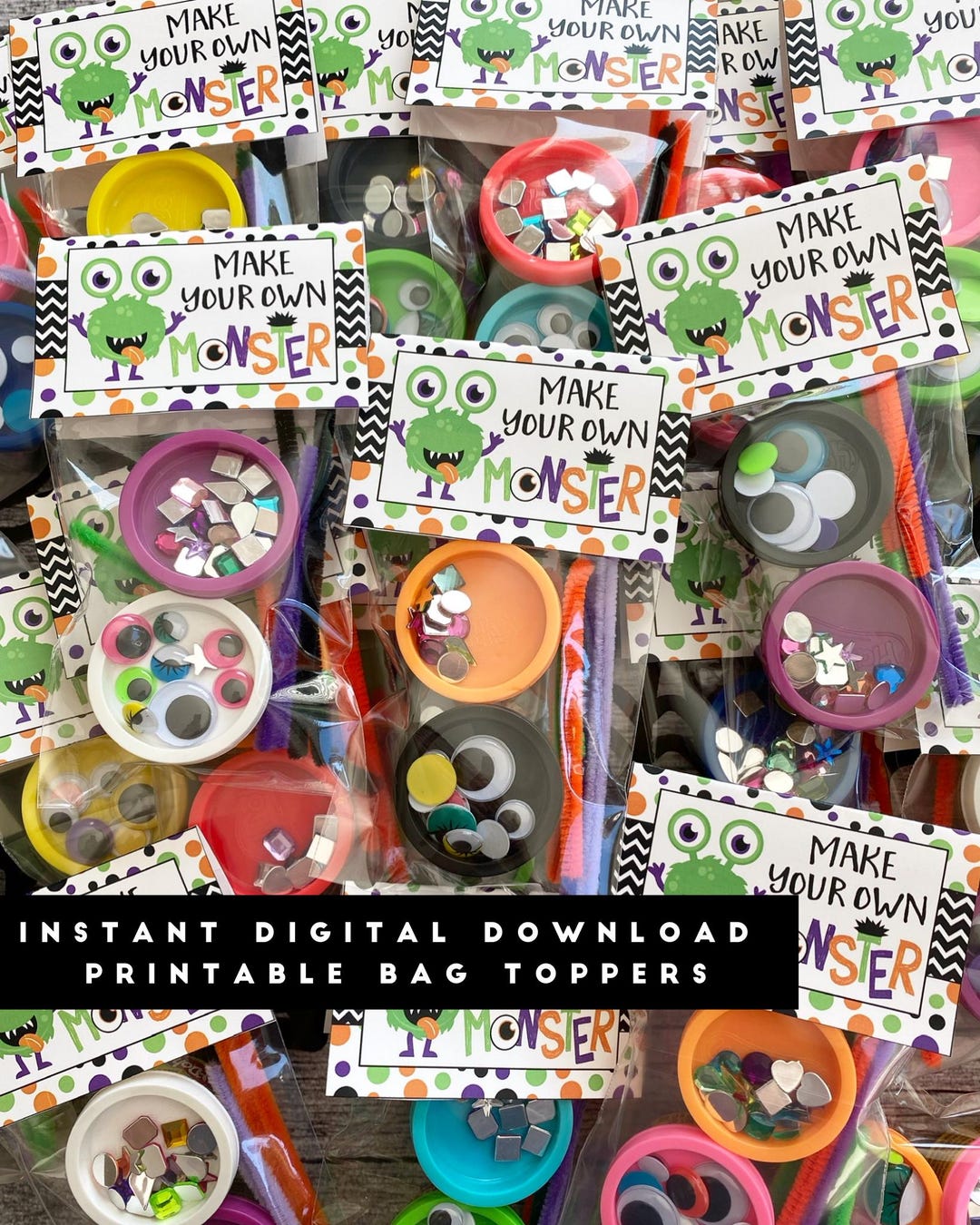 Printable Make Your Own Monster Bag Topper for Monster Halloween Favor ...