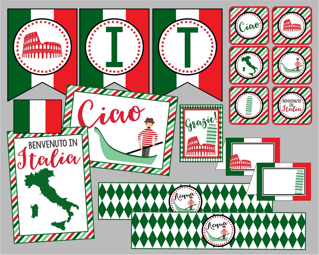 Printable Italy Party Mini-package. Party Decor for Italy Themed Party ...