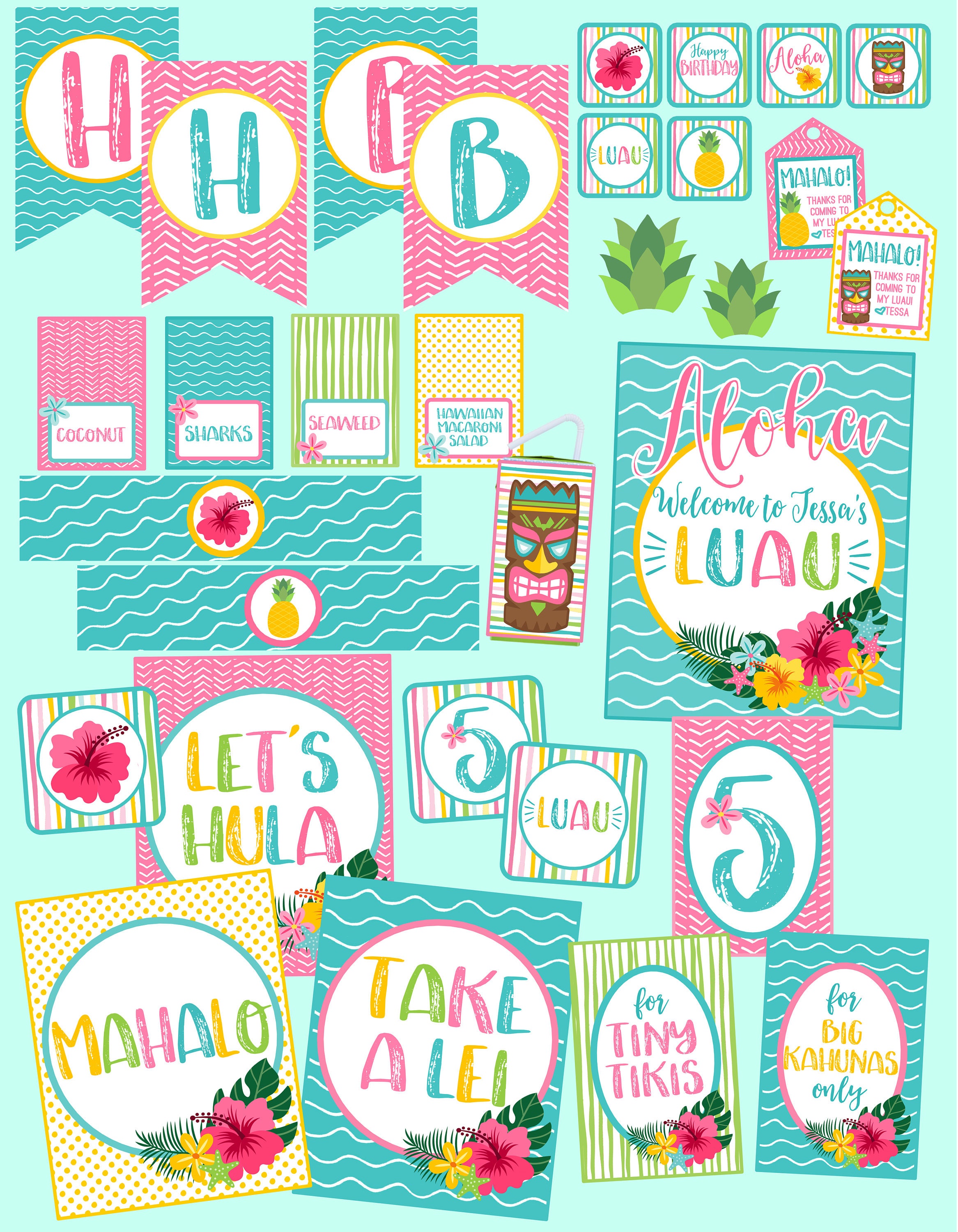 Luau Decoration Package. Luau Birthday Party Baby Shower | Etsy