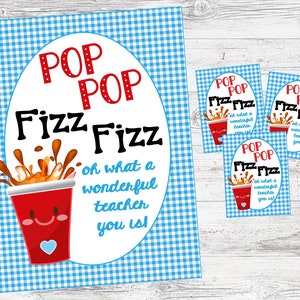 Pop Pop Fizz Fizz Teacher's Appreciation Tags and Sign. Gift Tags for ...