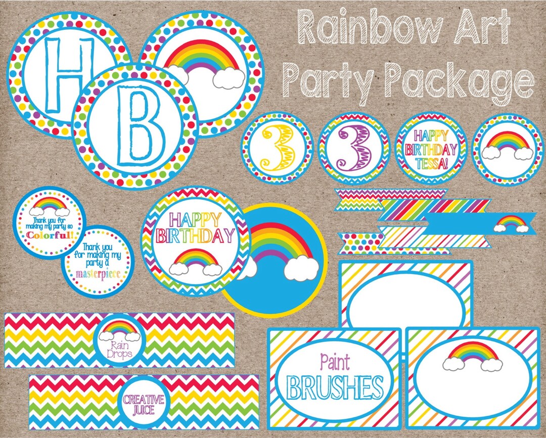 Rainbow Art Party Package! Digital Party Package Perfect for Rainbow ...