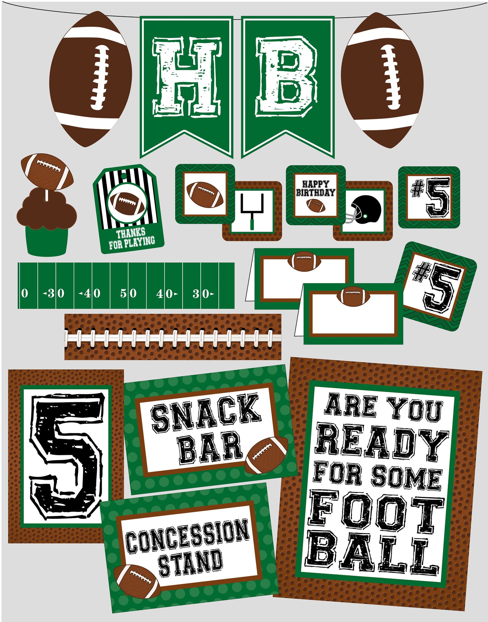 Football Party Package. for Birthday Party, Team Party, Baby Shower ...