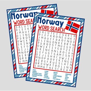 Norway Word Search Game. Printable Word Search. Instant Digital ...