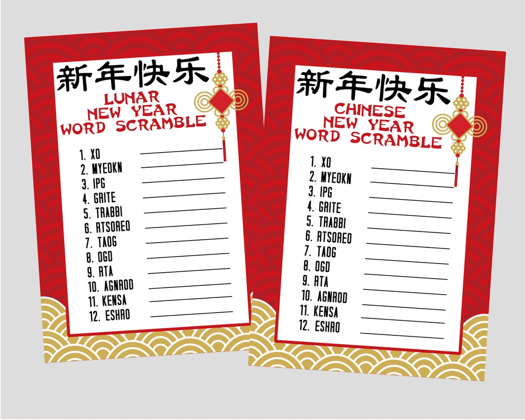 Chinese New Year Word Scramble. Chinese Zodiac Word Scramble. Lunar New ...