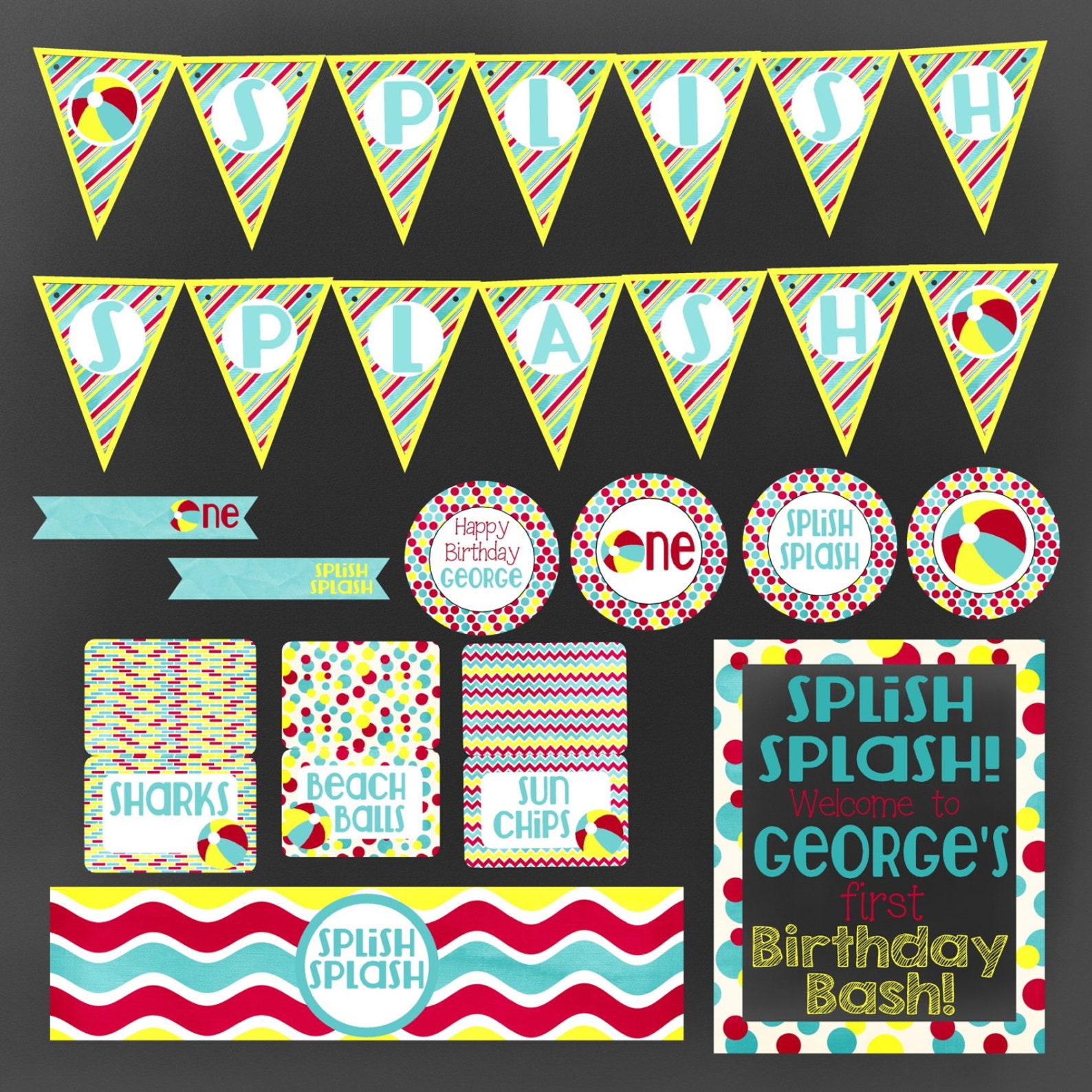Splish Splash Birthday Bash Party Package. Personalized and Printable ...
